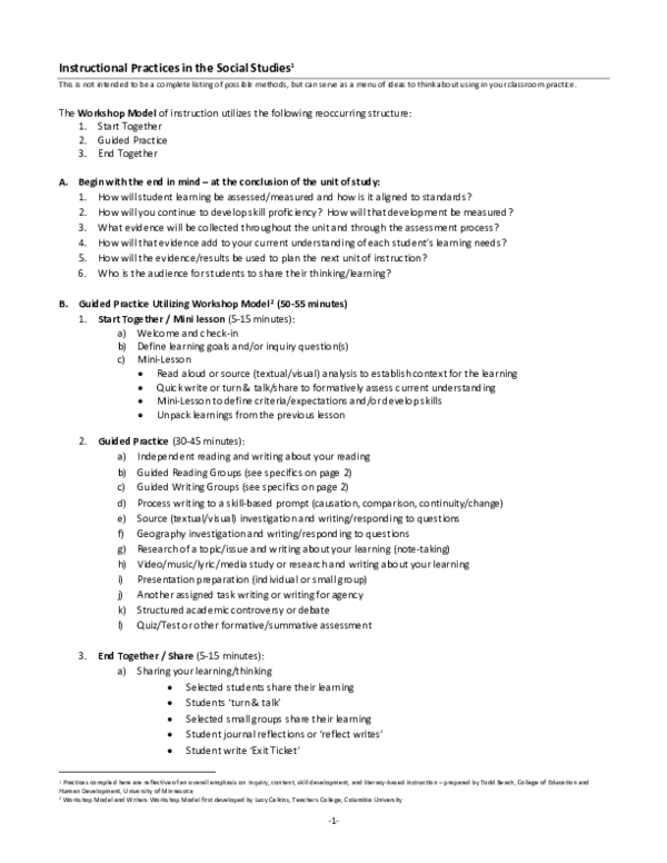 (PDF) Instructional Practices in the Social Studies (PDF) Instructional Practices in the Social Studies