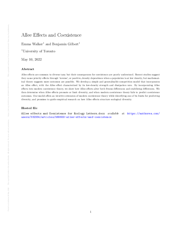 (PDF) Allee Effects and Coexistence