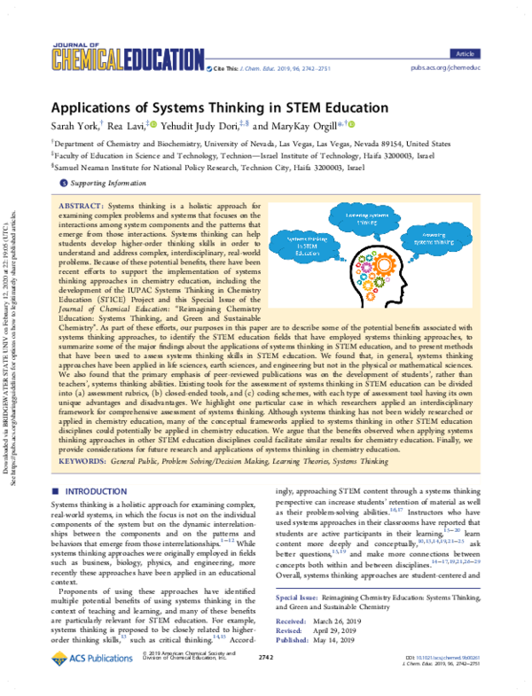 (PDF) Applications of Systems Thinking in STEM Education