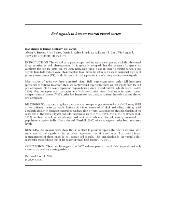 (PDF) Rod signals in human ventral visual cortex