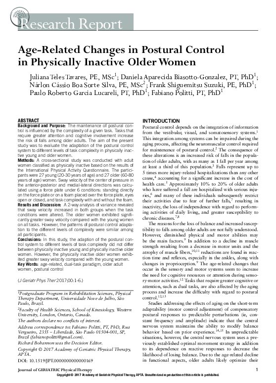 (PDF) Age-Related Changes in Postural Control in Physically Inactive ...