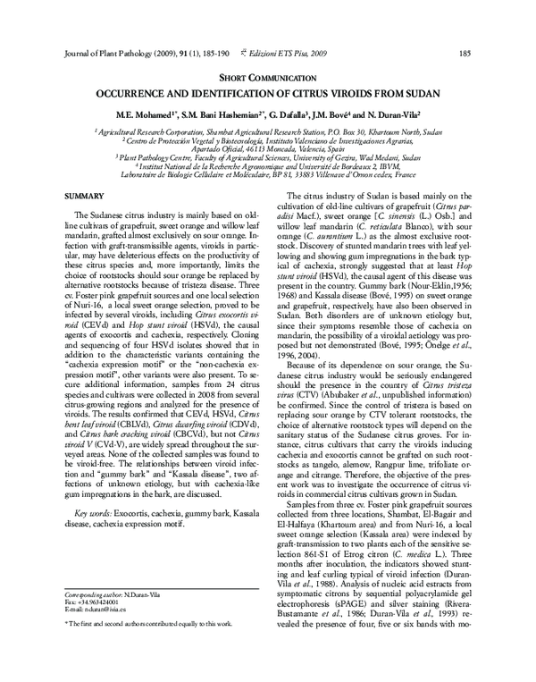 (PDF) Occurrence and identification of citrus viroids from Sudan