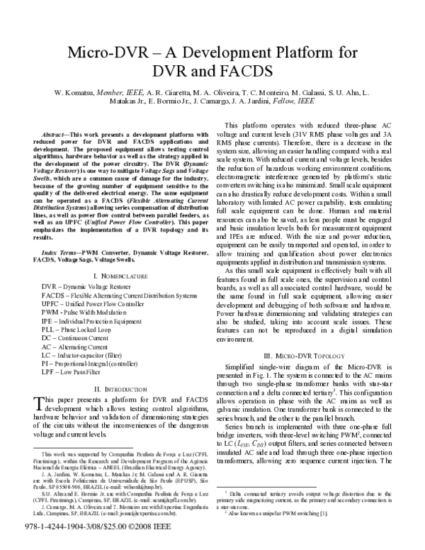 (PDF) Micro-DVR - A development platform for DVR and FACDS