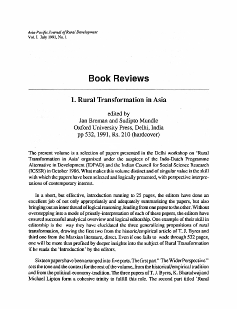 (PDF) 1. Rural Transformation in Asia