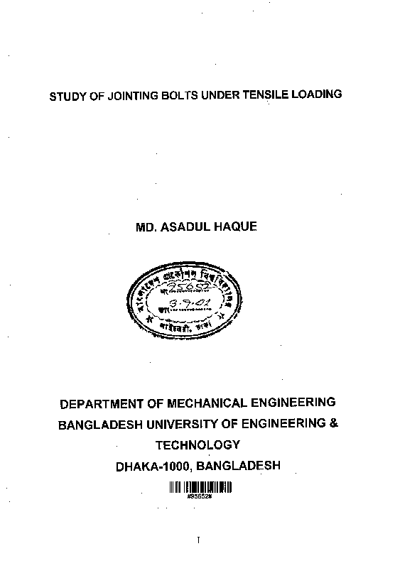 (PDF) Study of Jointing Bolts Under Tensile Loading