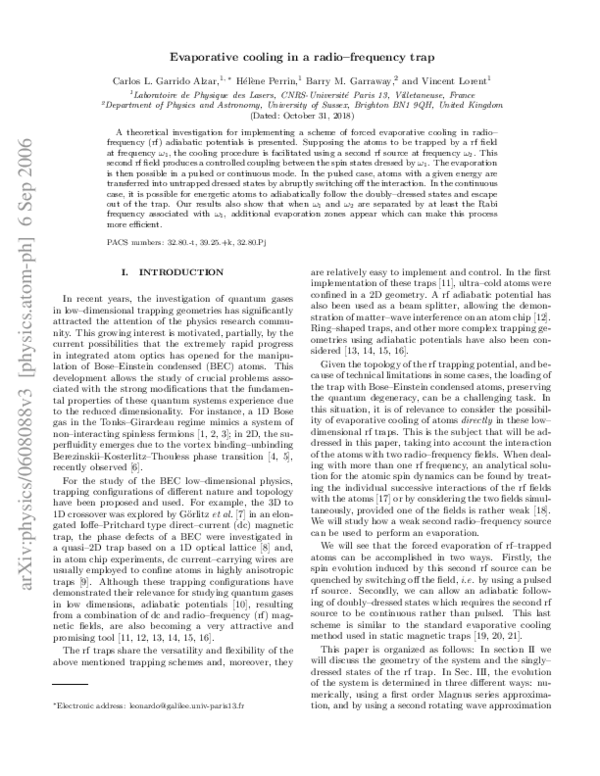 (PDF) Evaporative cooling in a radio-frequency trap