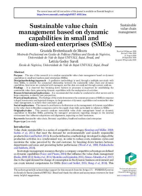 (PDF) Sustainable value chain management based on dynamic capabilities in small and medium-sized ...