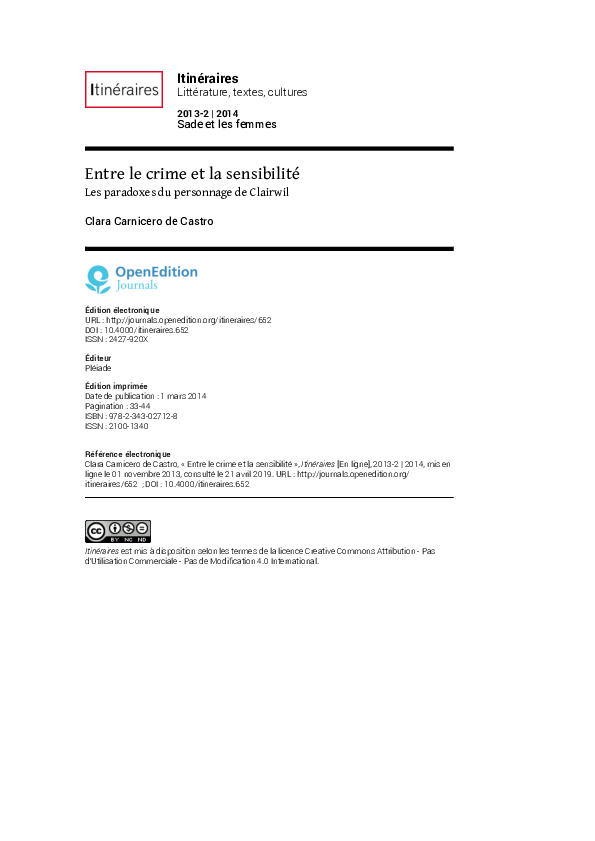 (PDF) Entre le crime et la sensibilité