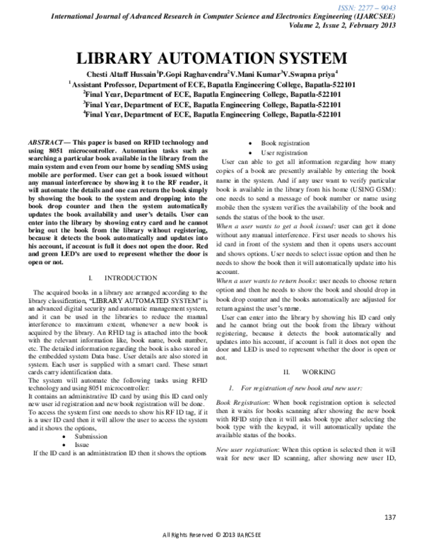 (PDF) Library Automation System