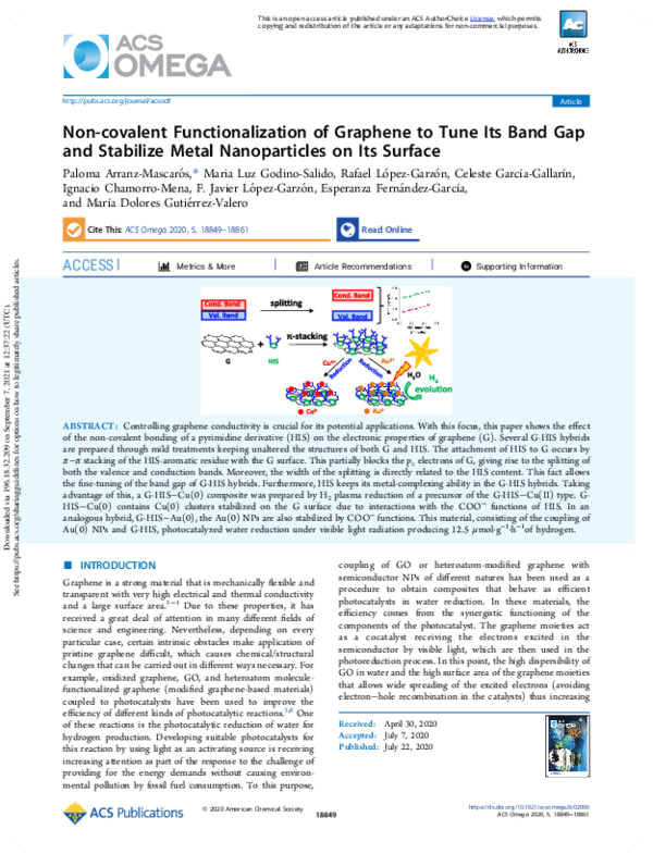 (PDF) Non-covalent Functionalization of Graphene to Tune Its Band Gap and Stabilize Metal ...
