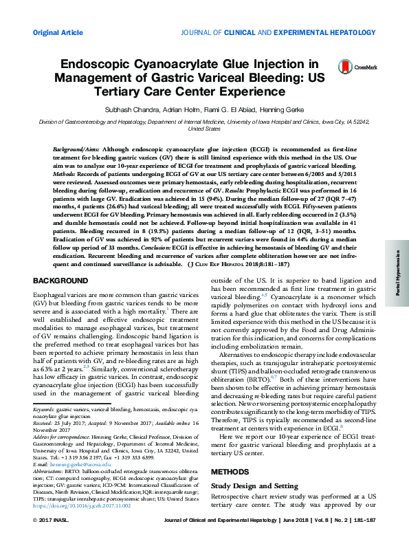 (PDF) Endoscopic Cyanoacrylate Glue Injection in Management of Gastric ...