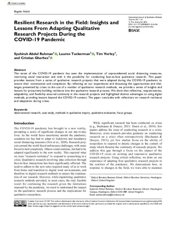 (PDF) Resilient Research in the Field: Insights and Lessons From ...