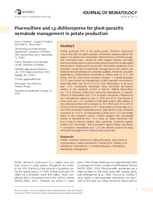 (PDF) Fluensulfone and 1,3-dichloroprene for plant-parasitic nematode ...