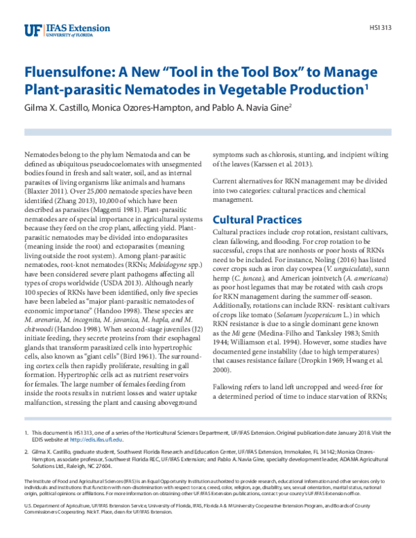 (PDF) Fluensulfone: A New “Tool in the Tool Box” to Manage Plant ...