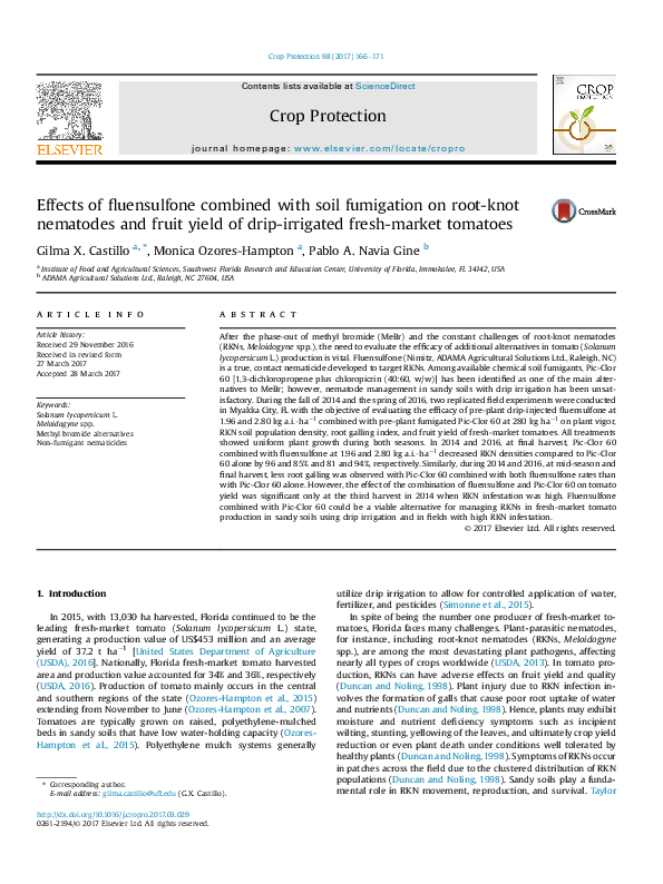 (PDF) Effects of fluensulfone combined with soil fumigation on root ...