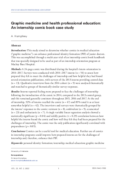 (PDF) Graphic medicine and health professional education: An internship ...