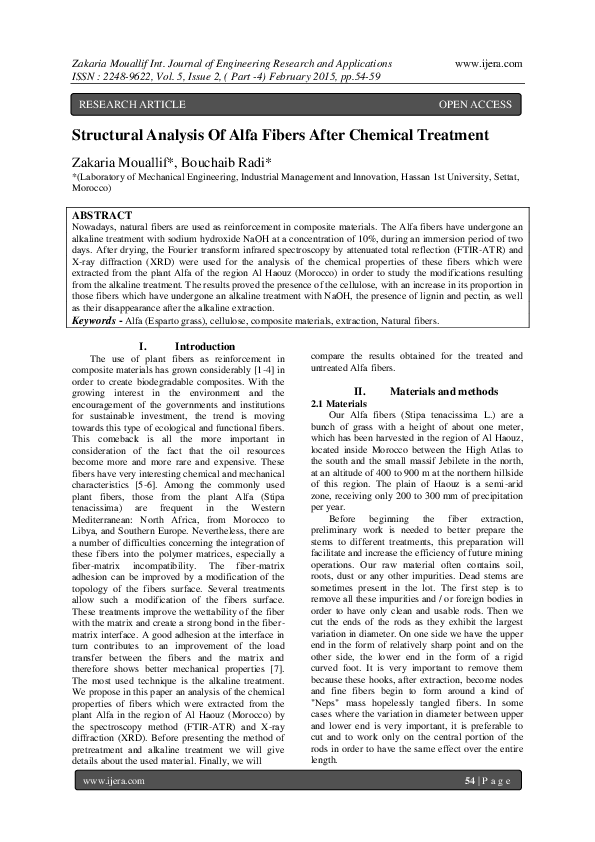 (PDF) Structural Analysis Of Alfa Fibers After Chemical Treatment ...