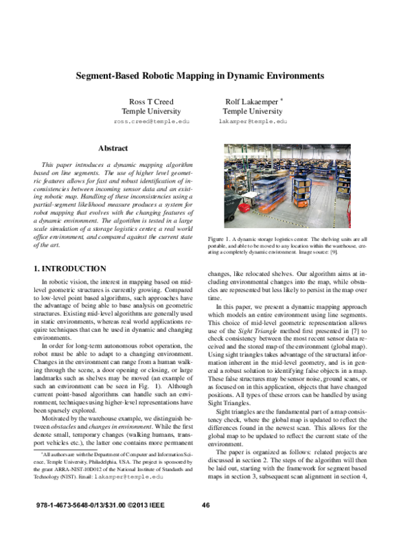 Pdf Segment Based Robotic Mapping In Dynamic Environments