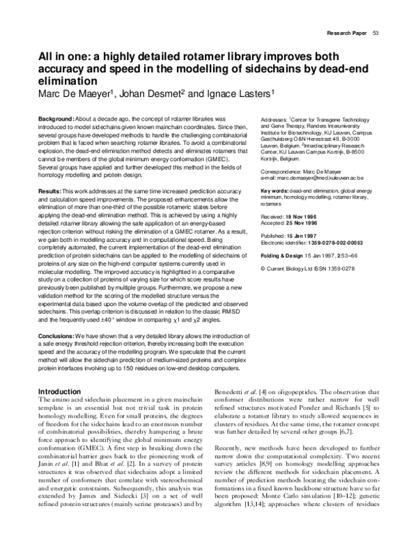 (PDF) Enhancing Sidechain Modelling with Rotamer Library