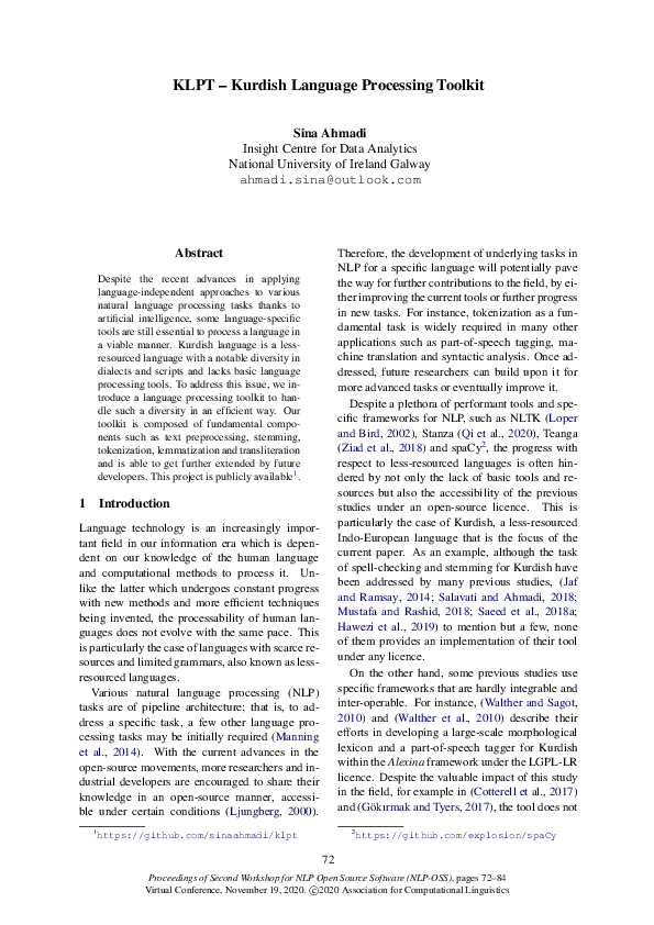 Pdf Klpt Kurdish Language Processing Toolkit