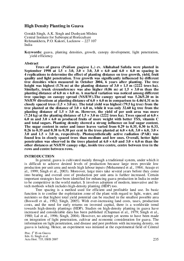 (PDF) High Density Planting in Guava