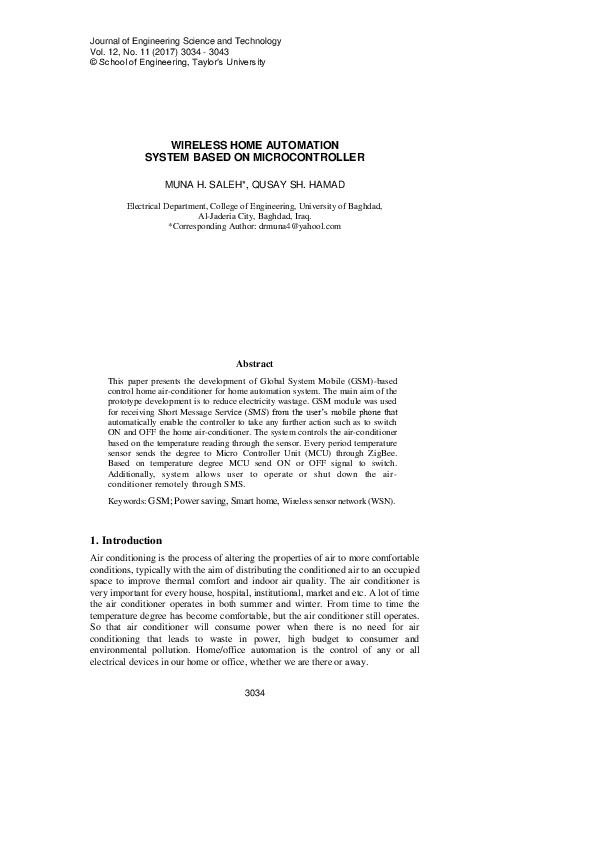 Pdf Wireless Home Automation System Based On Microcontroller