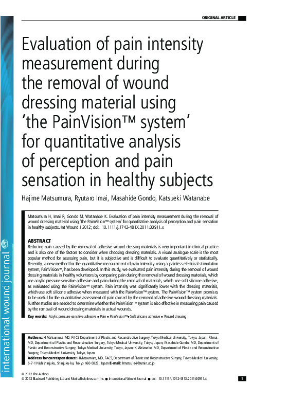 (PDF) Evaluation of pain intensity measurement during the removal of ...