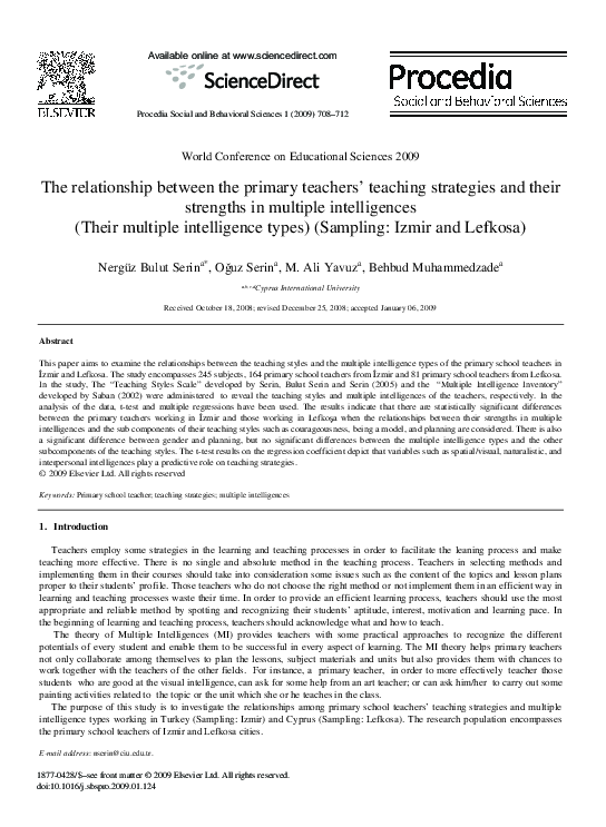 (PDF) The relationship between the primary teachers’ teaching ...