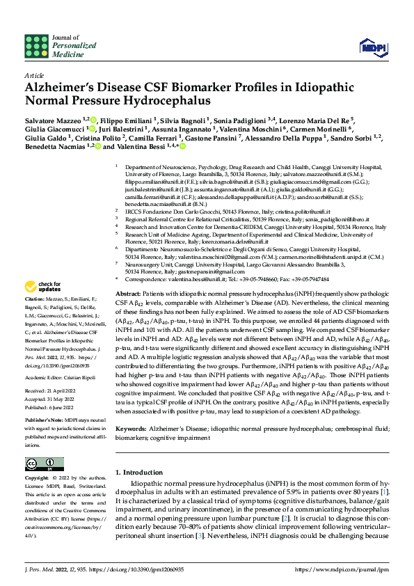 (PDF) Alzheimer’s Disease CSF Biomarker Profiles in Idiopathic Normal Pressure Hydrocephalus