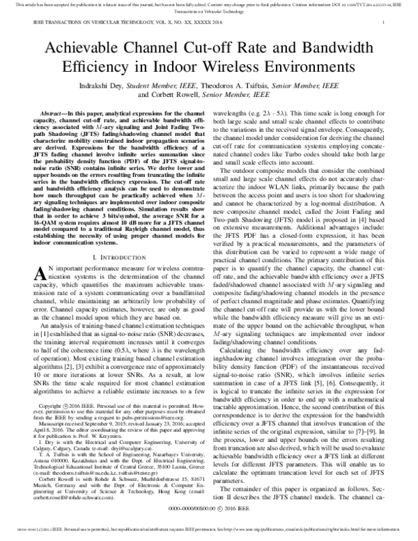 (PDF) Achievable Channel Cut-off Rate and Bandwidth Efficiency in ...