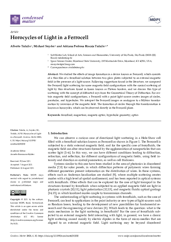 (PDF) ArticleHorocycles of Light in a FerrocellAlberto Tufaile1