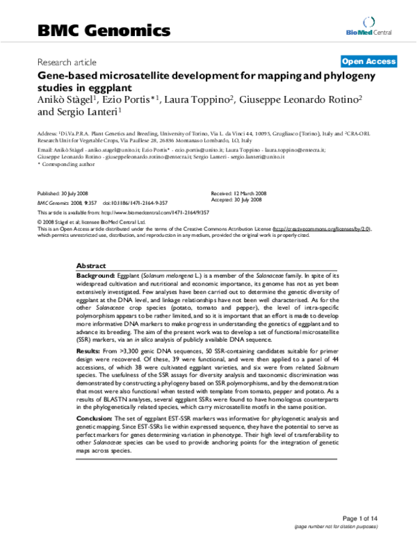 (PDF) BioMed Central | Sergio Lanteri - Academia.edu