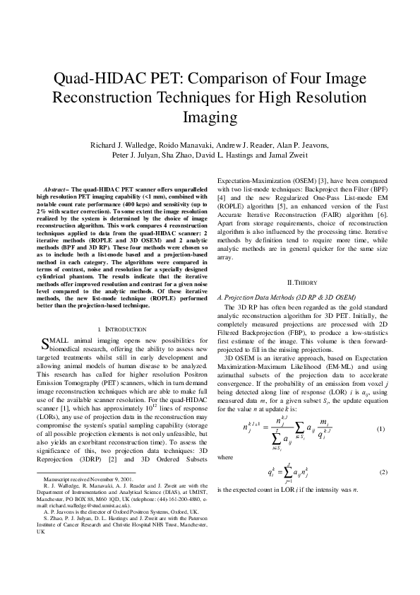 (PDF) Quad-HIDAC PET: comparison of four image reconstruction ...
