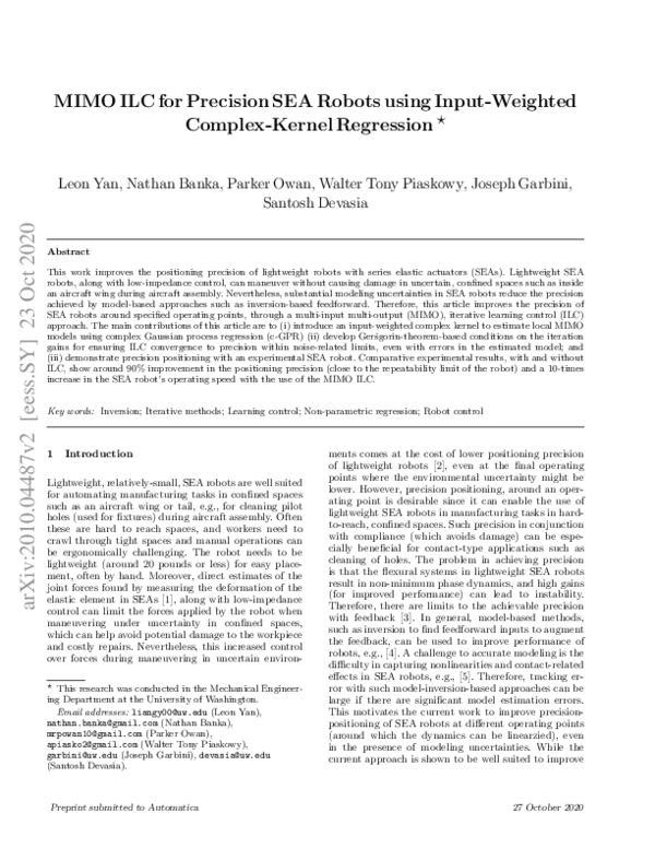 (PDF) MIMO ILC for Precision SEA robots using Input-weighted Complex ...