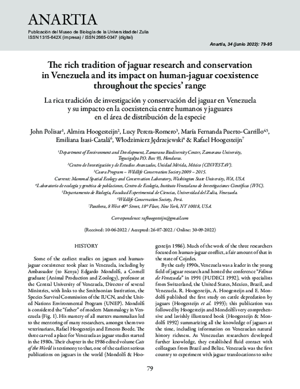 (PDF) The rich tradition of jaguar research and conservation in ...