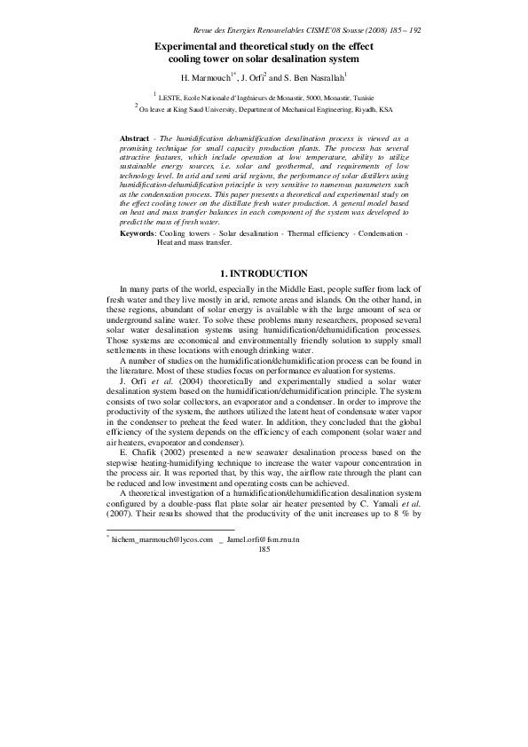 (PDF) Experimental and theoretical study on the effect cooling tower on ...