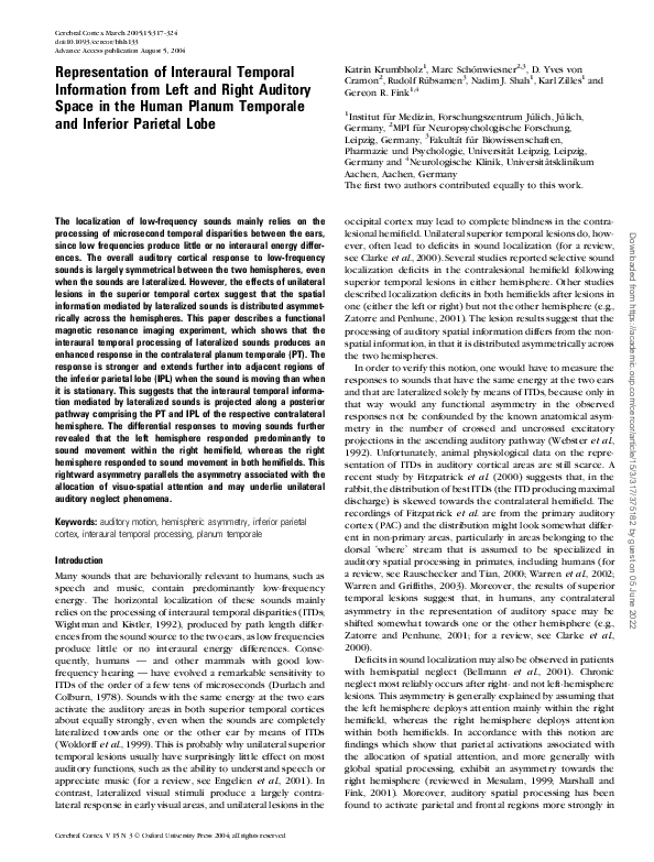 (PDF) Representation of Interaural Temporal Information from Left and ...