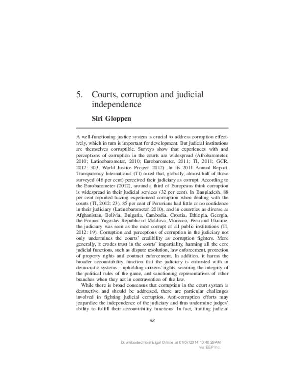 (PDF) Courts, corruption and judicial independence