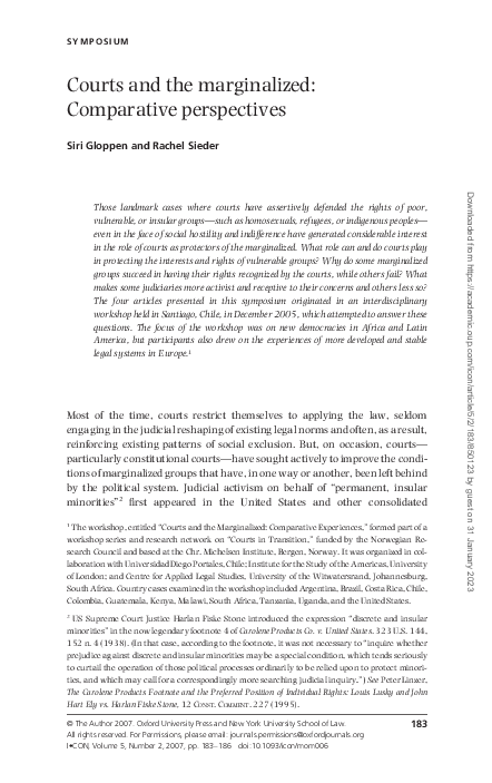 (PDF) Courts and the marginalized: Comparative perspectives