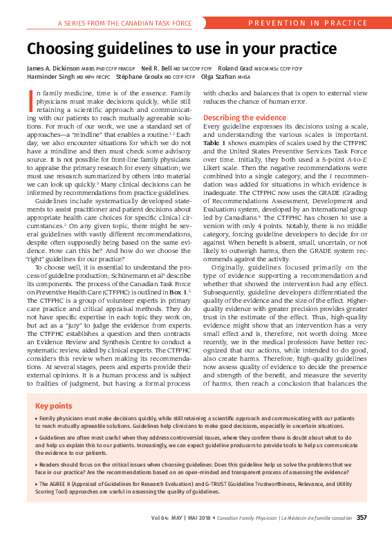 (PDF) Choosing guidelines to use in your practice