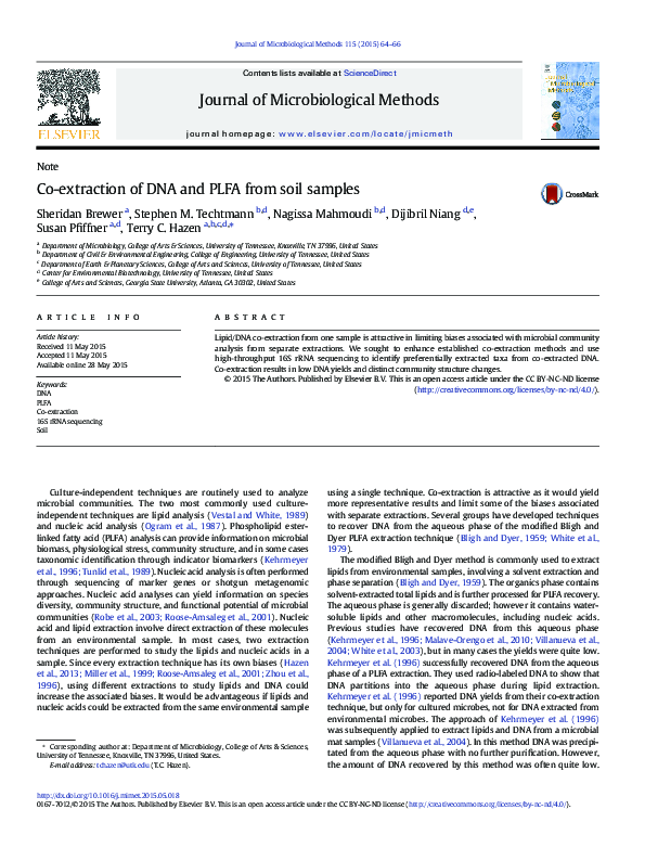 (PDF) Co-extraction of DNA and PLFA from Soil Samples