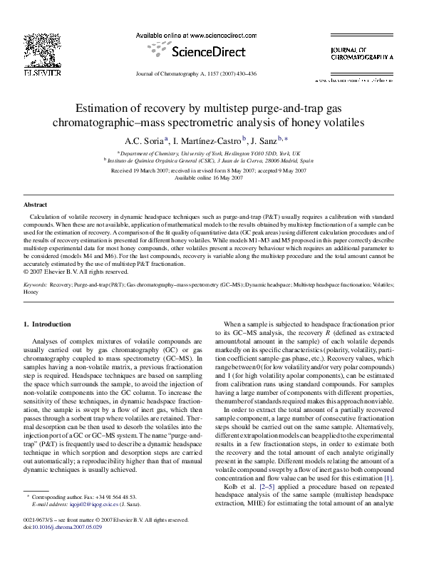 Pdf Estimation Of Recovery By Multistep Purge And Trap Gas