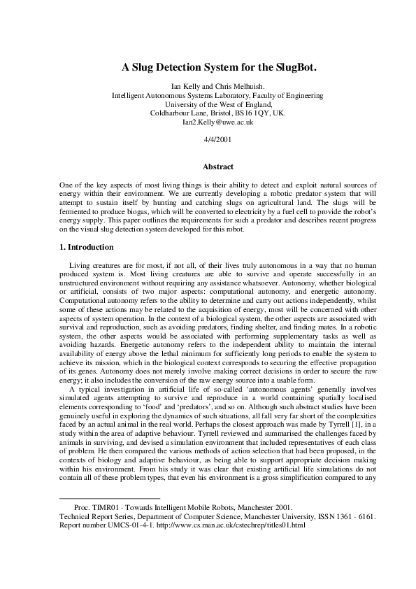 (PDF) A Slug Detection System for the SlugBot