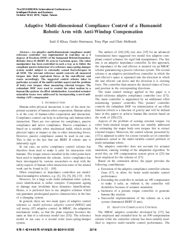 (PDF) Adaptive multi-dimensional compliance control of a humanoid ...