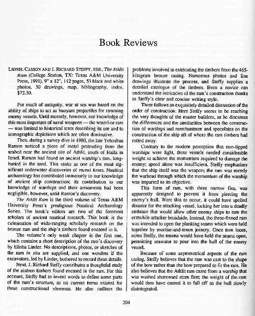 (PDF) The Athlit Ram. Eds. L. Casson and J. Richard Steffy