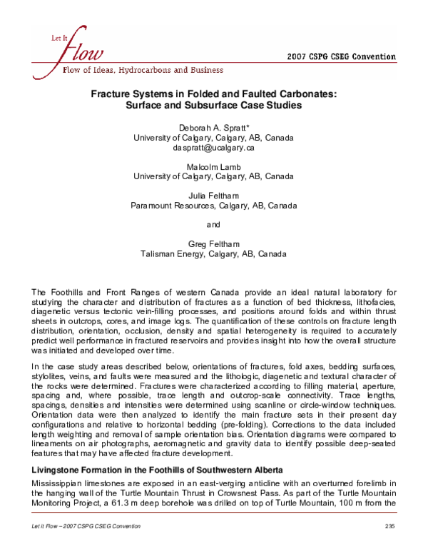 (PDF) Fracture Systems in Folded and Faulted Carbonates: Surface and ...