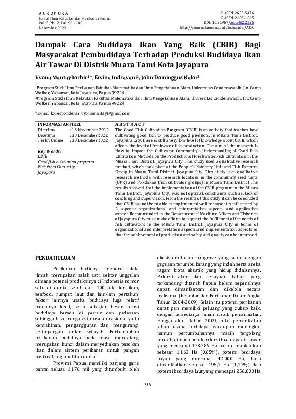 (PDF) Dampak Pemahaman Masyarakat Pembudidaya Tentang Cara Budidaya ...