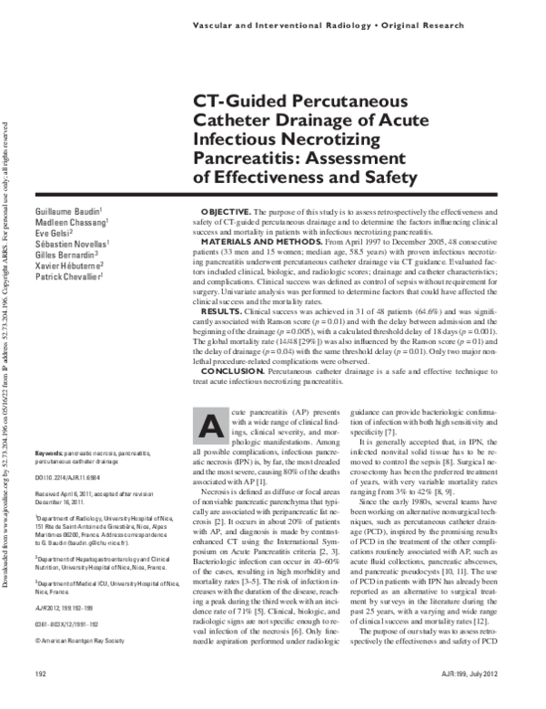 (PDF) CT-Guided Percutaneous Catheter Drainage of Acute Infectious ...