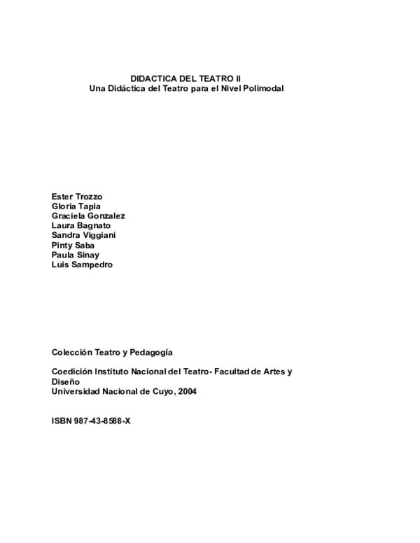 (PDF) DIDACTICA DEL TEATRO II Una Didáctica del Teatro para el Nivel ...