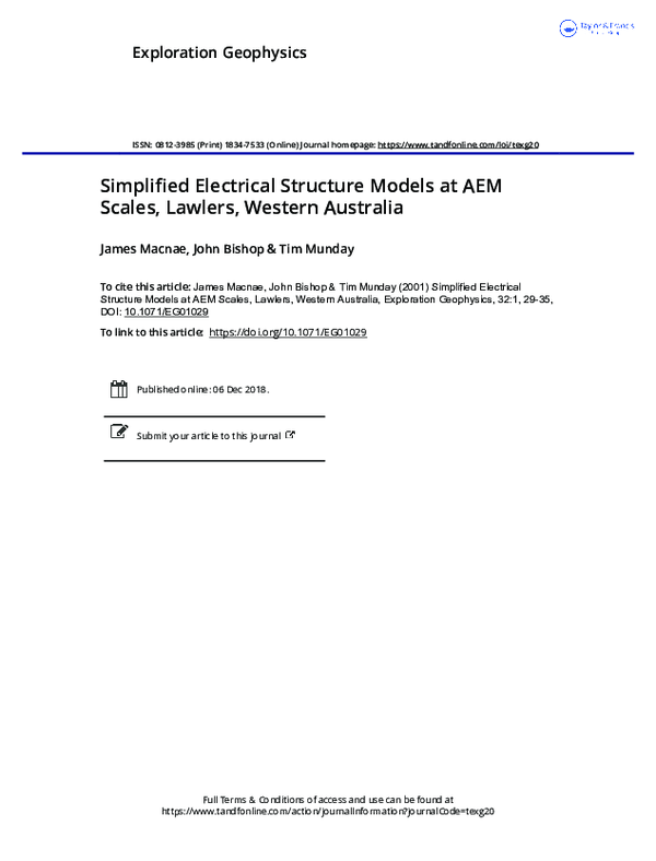 (PDF) Simplified electrical structure models at AEM scales, Lawlers ...